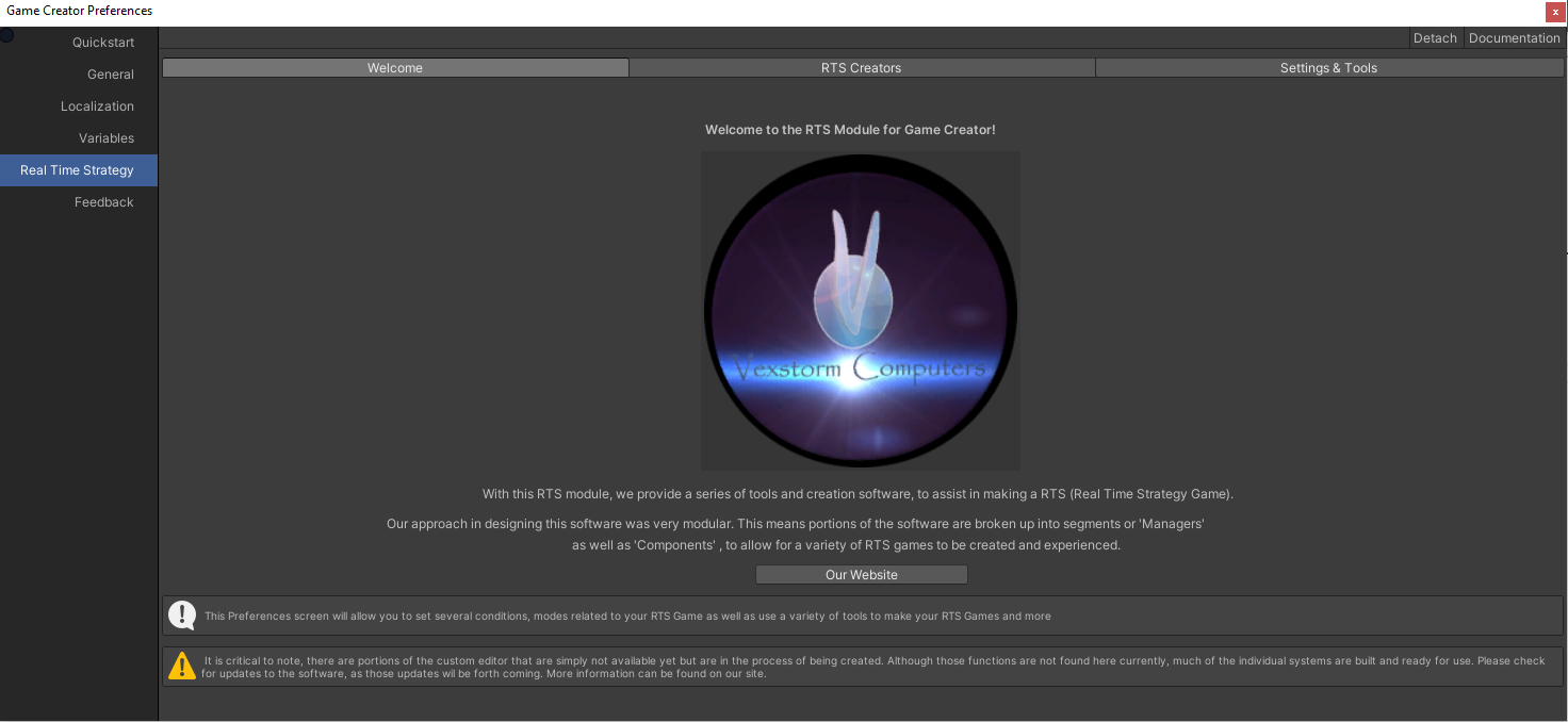 Features & Menus – Vexstorm Studios